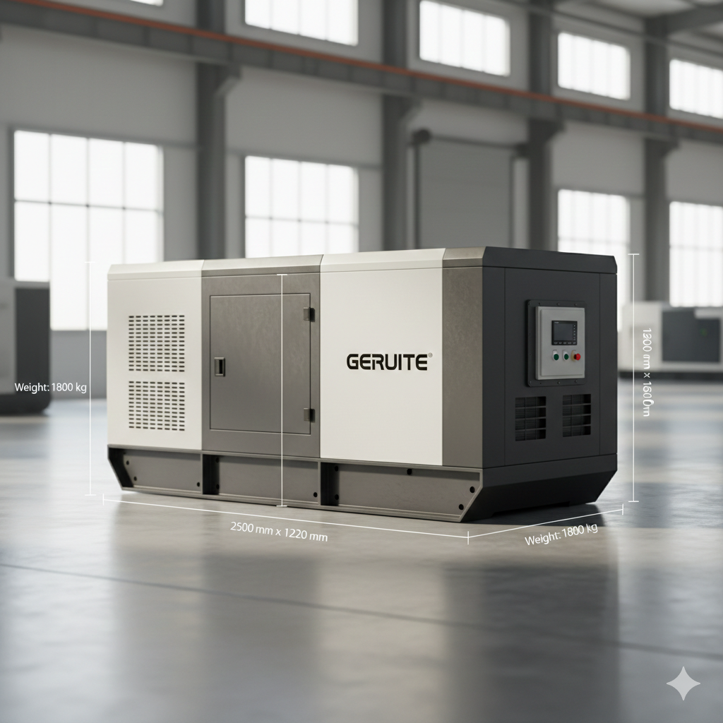 Ukuran Dimensi dan Berat Genset 50 kVA dari Geruite – Geruite Genset